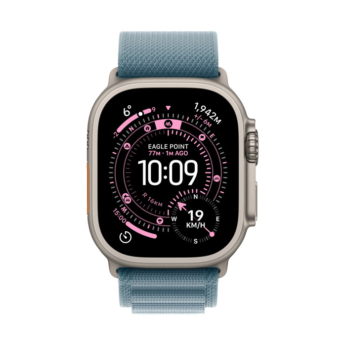 Apple Watch Ultra 3 / Natural Titanium Case with Light Blue Alpine Loop ...
