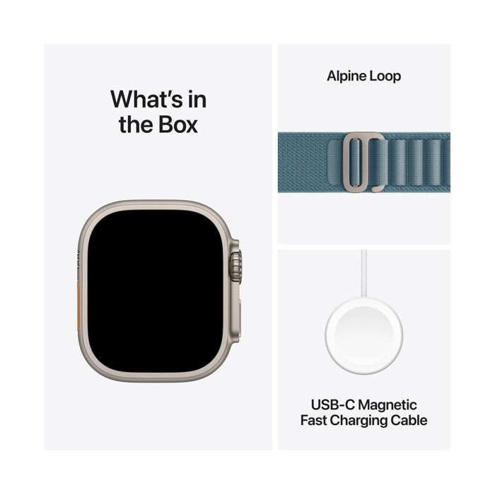 Apple Watch Ultra 3 / Natural Titanium Case with Light Blue Alpine Loop ...